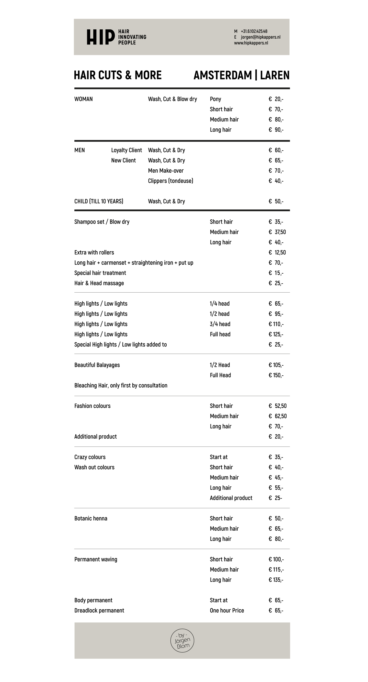 PRIJZEN - HIP Kappers